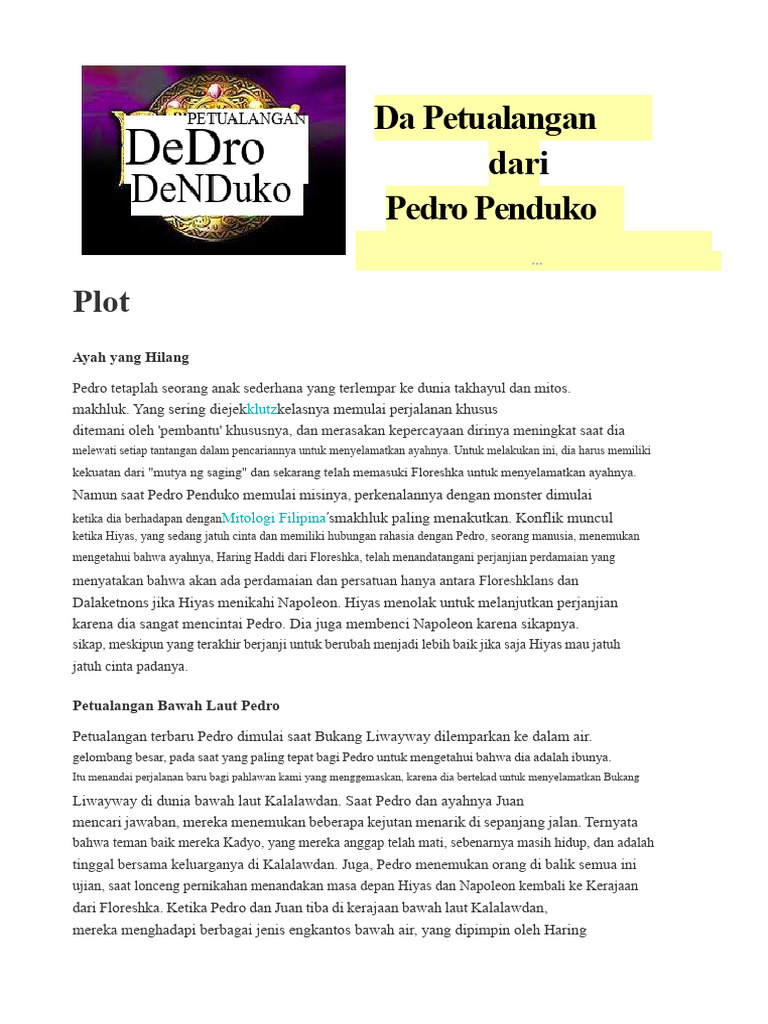 Petualangan Pedro Penduko | PDF