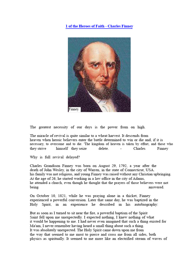 1 of the Heroes of Faith - Charles Finney | PDF | Christian Revival | Jesus