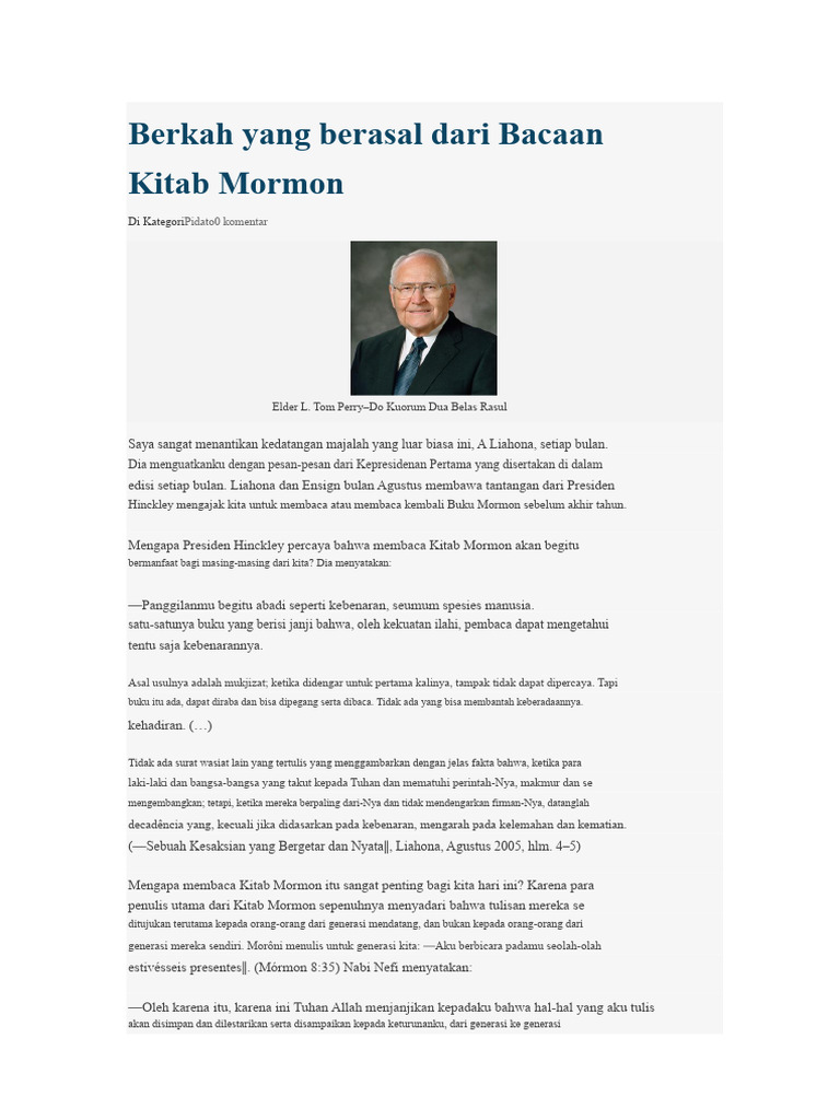 Pentingnya Membaca Kitab Mormon | PDF