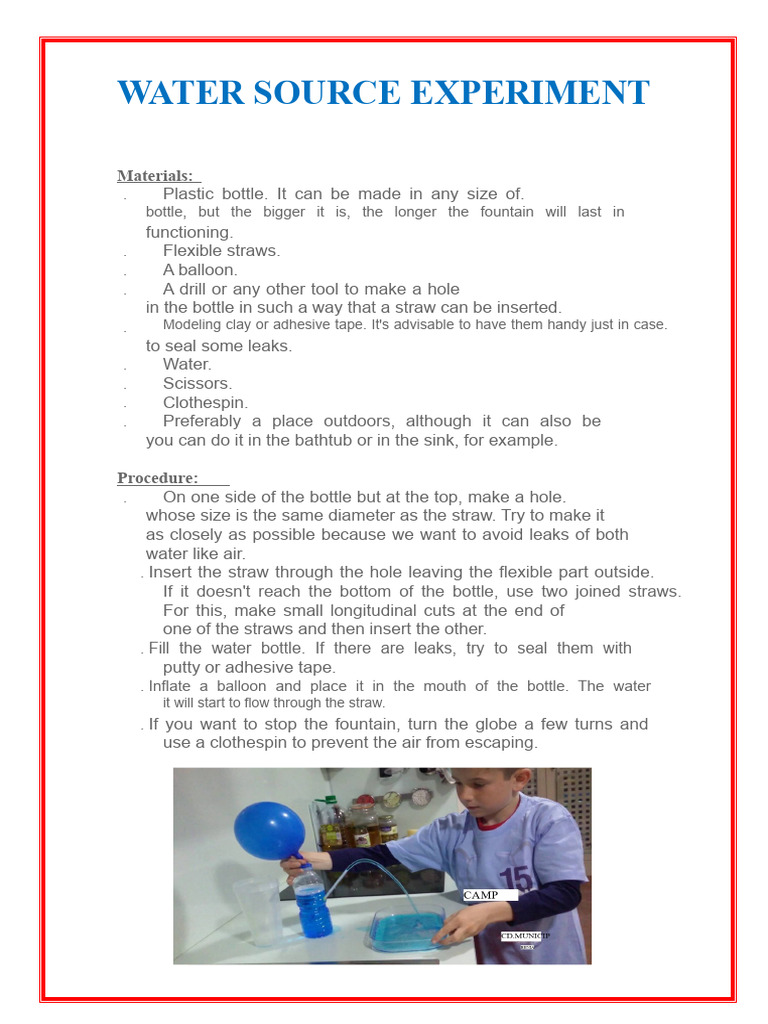 Water Source Experiment | PDF