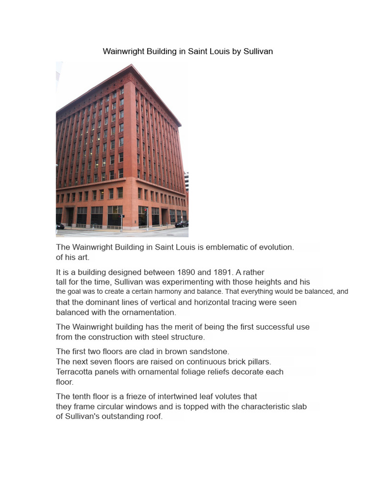 Wainwright Building in Saint Louis by Sullivan | PDF | Architectural ...
