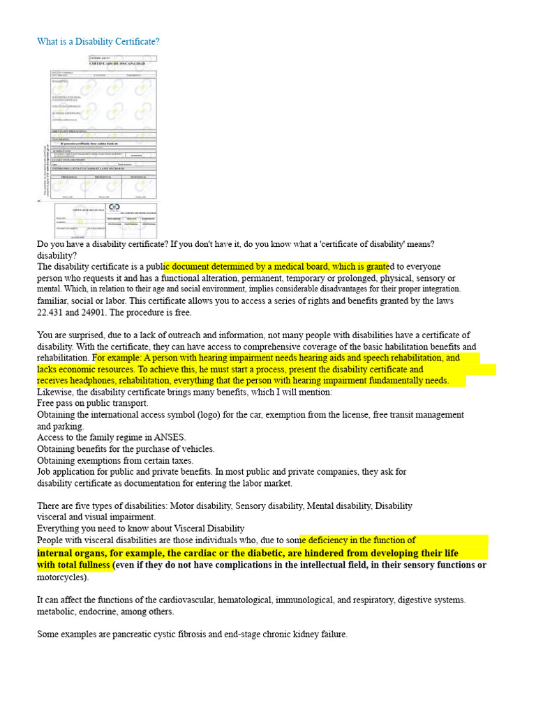 What Is A Disability Certificate? | PDF | Disability | Medical Specialties