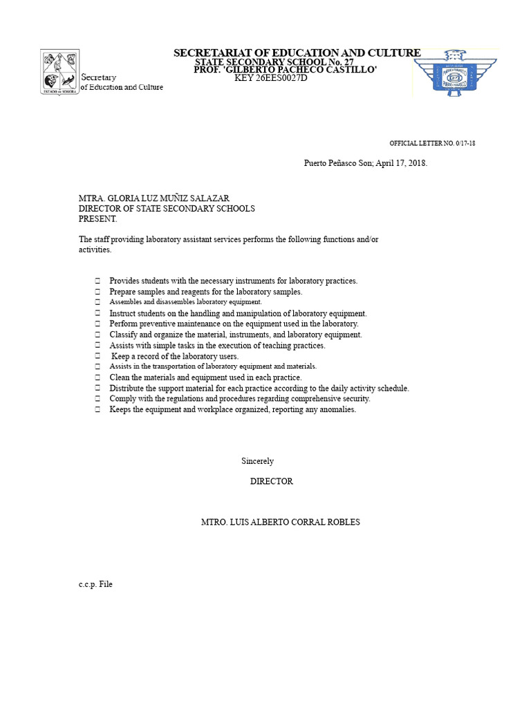 Laboratory Staff Functions | PDF