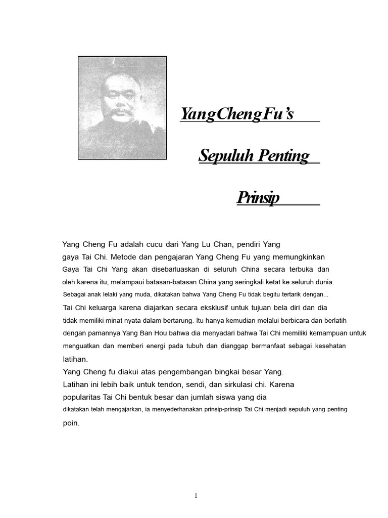 Yang Cheng Fu - Sepuluh Prinsip Tai Chi Chuan | PDF