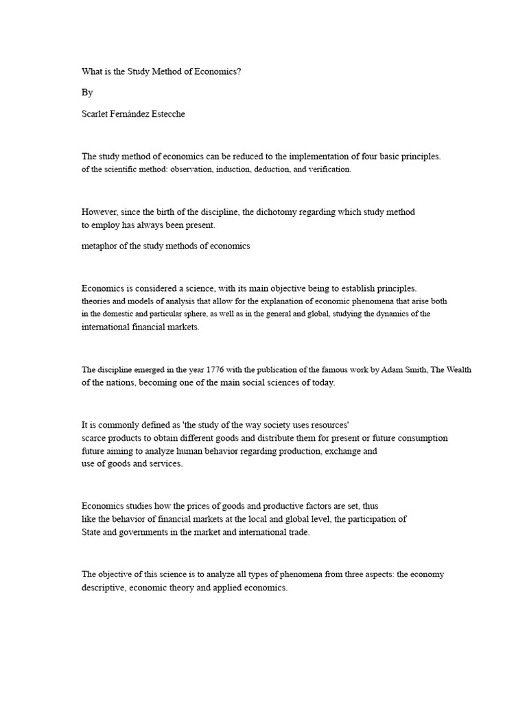 Method of Study of Economics | PDF | Economics | Theory