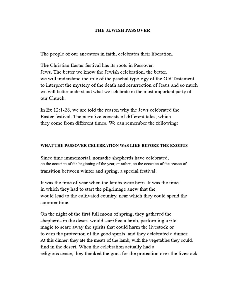 THE JEWISH PASSOVER | PDF | Passover | Passover Seder