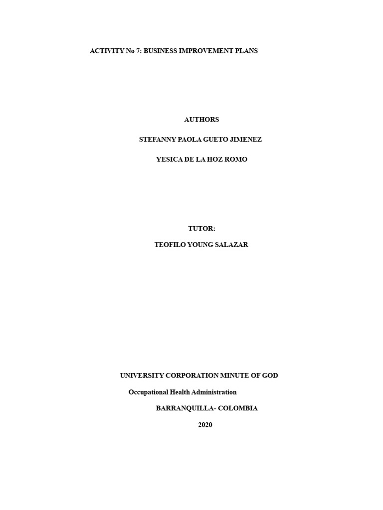 Activity 7 G Strategic Business Improvement Plans | PDF | Audit ...