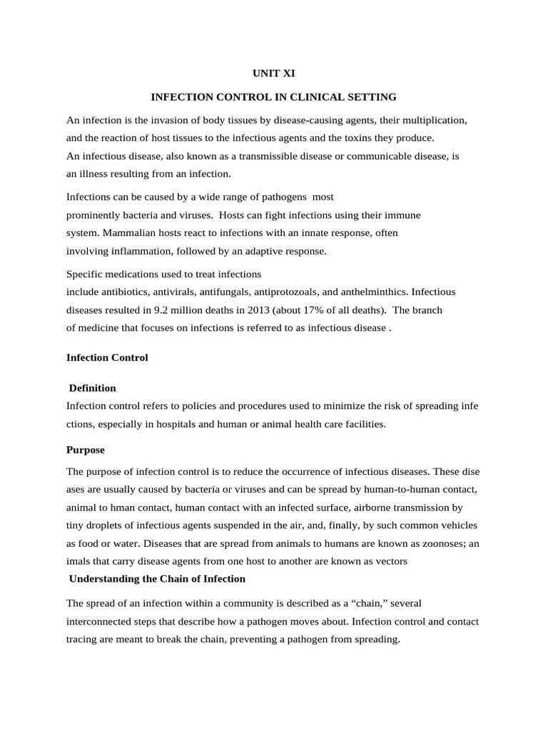 UNIT XI Infection Control | PDF | Immune System | Lymphatic System