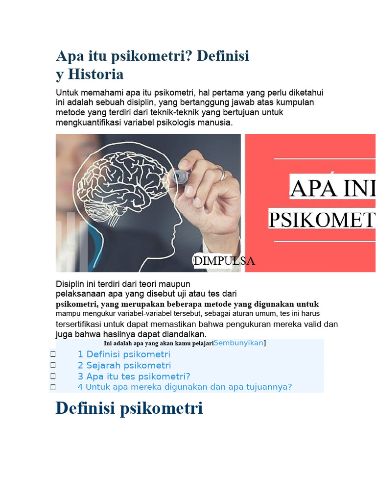 Definisi dan Tujuan Psikometri | PDF