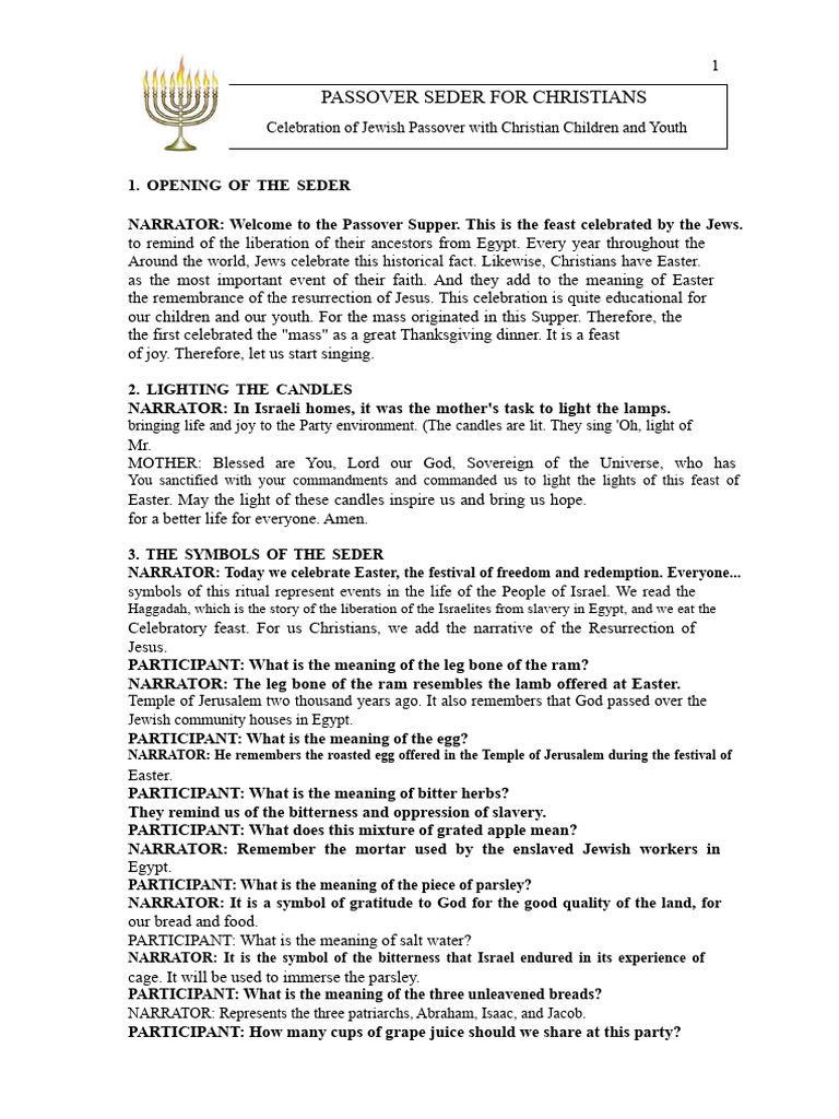 Passover Seder for Christian Families | PDF | Passover | Passover Seder