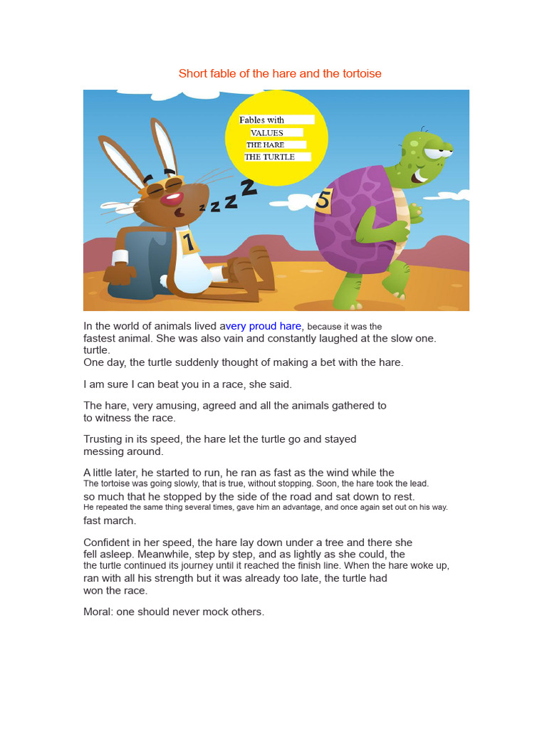The Tortoise and the Hare Fable | PDF