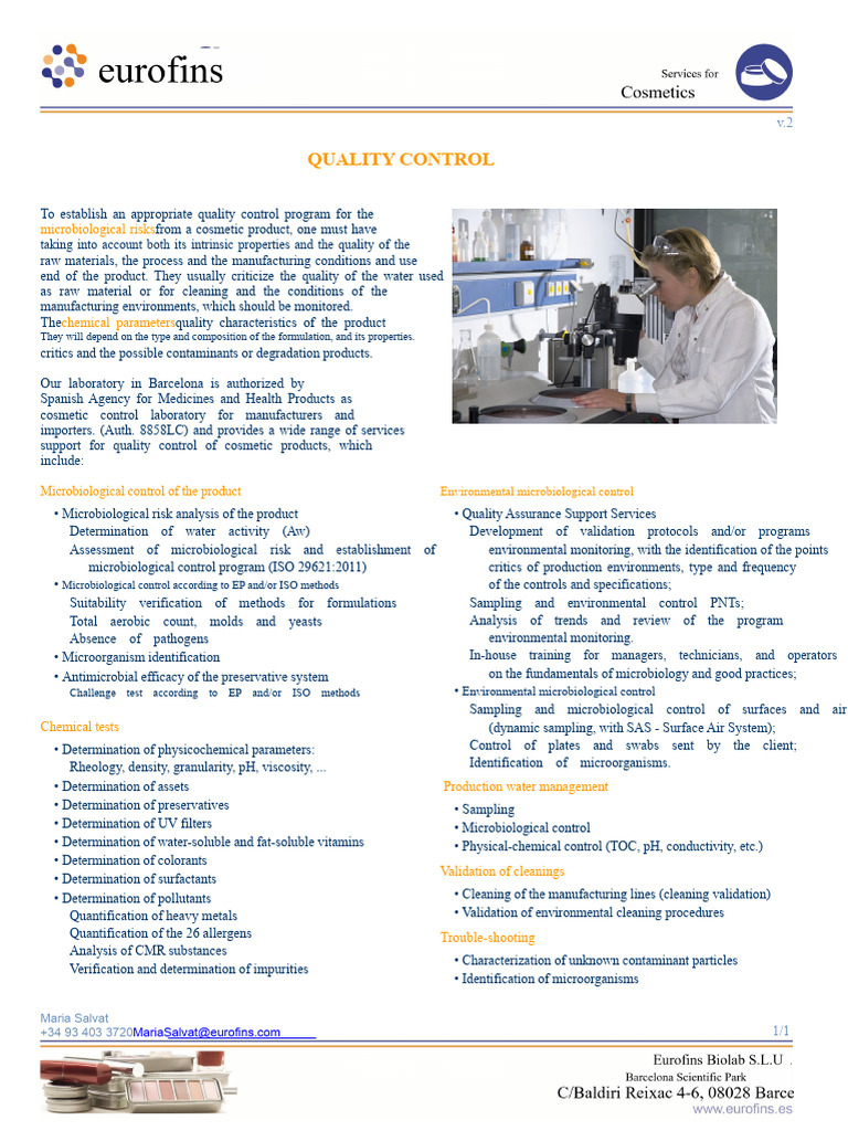 Quality Control in Cosmetics | PDF | Verification And Validation ...