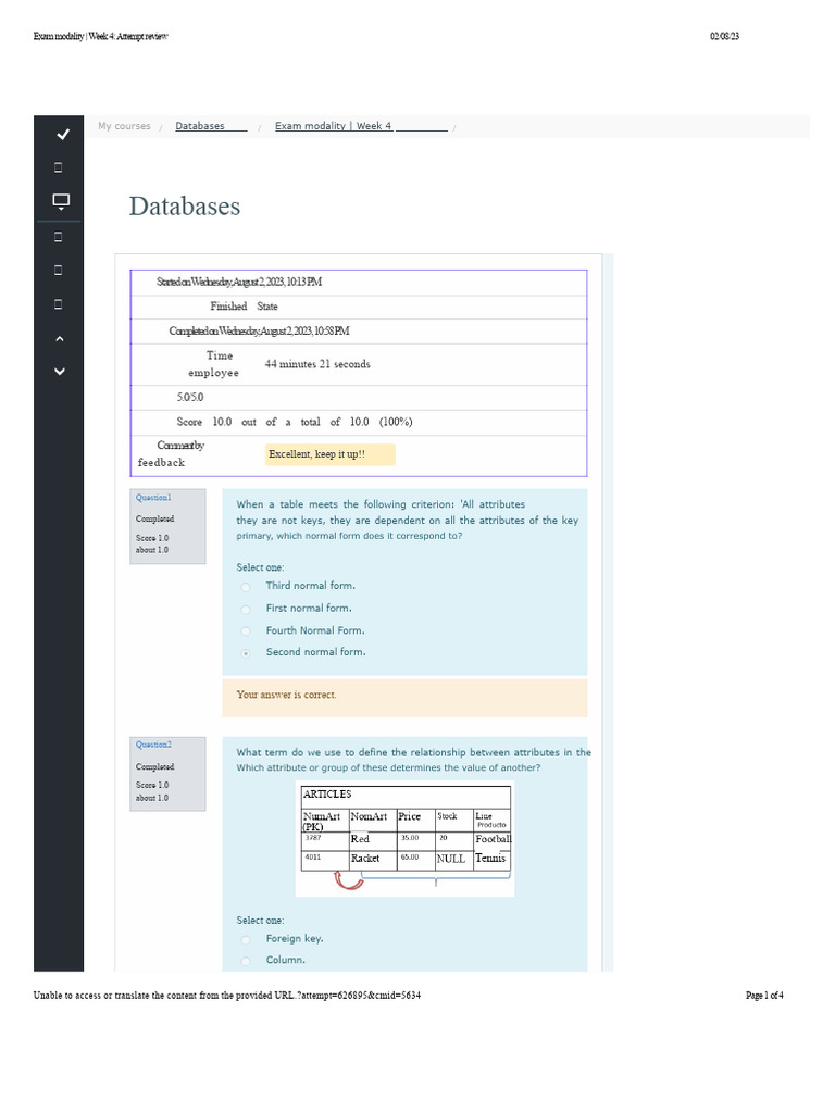 Examination Modality - Week 4: Database | PDF | Data Management | Information Technology