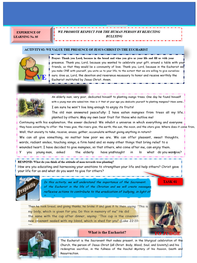 3rd GRADE - ACTIVITY 02 EUCHARIST | PDF | Eucharist | Mass (Liturgy)