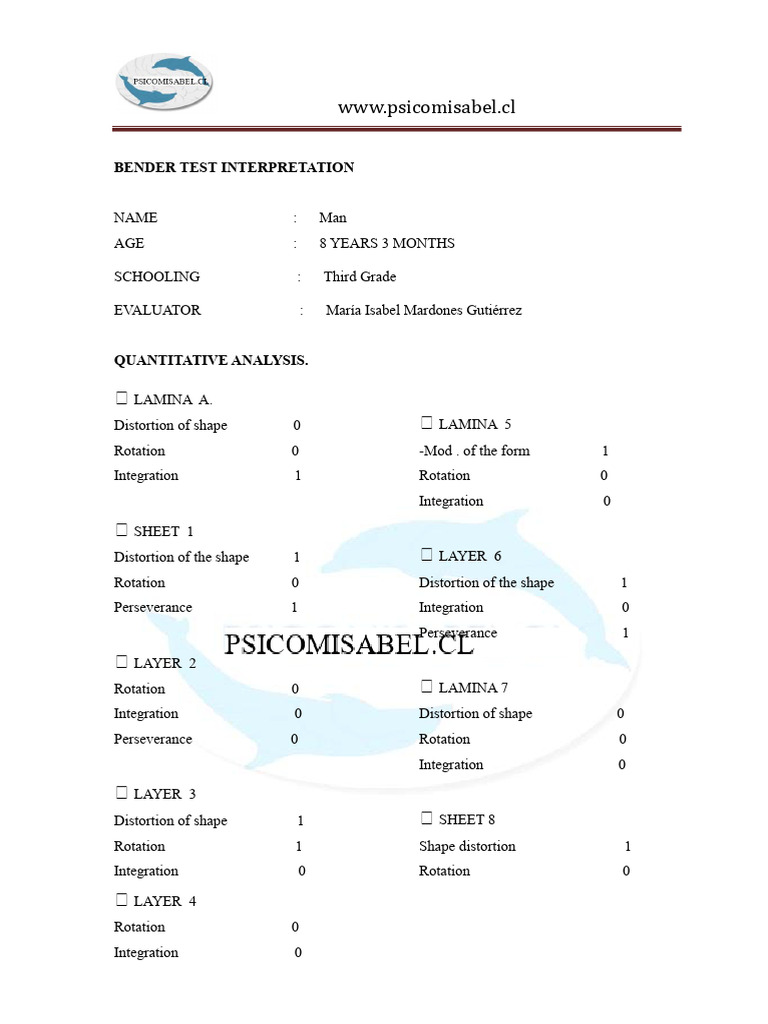 Bender Test Analysis for Child Development | PDF | Psychological ...