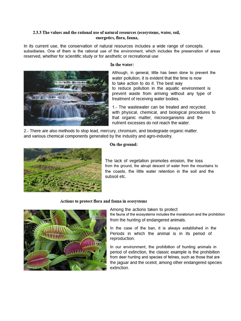 2.3.3 The Values and Rational Use of Natural Resources (Ecosystems ...