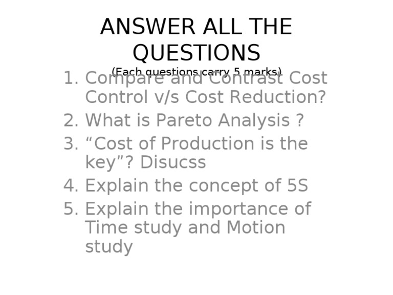 Answer All The Questions: (Each Questions Carry 5 Marks) | PDF | Career ...