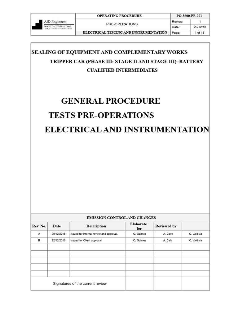 Electrical Testing Procedures Overview | PDF | Insulator (Electricity ...