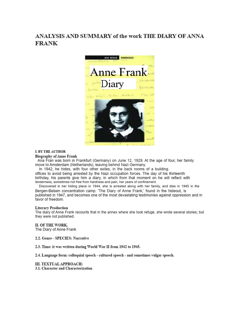 Analysis of Anne Frank's Diary | PDF | Anne Frank