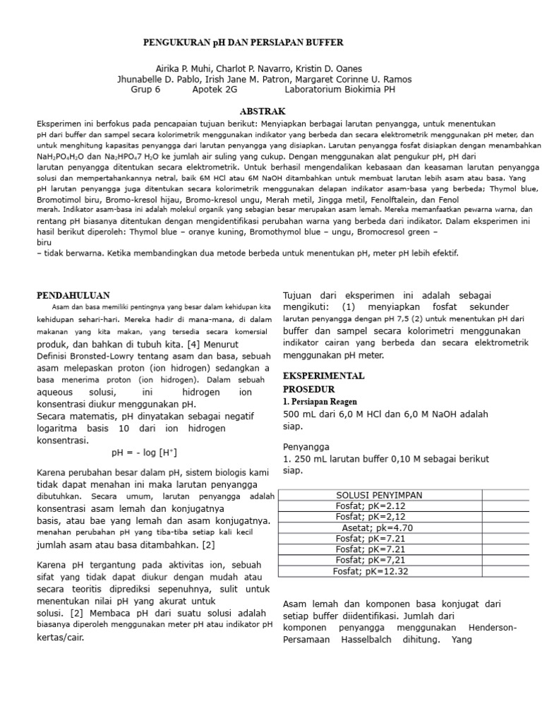 Pengukuran PH Dan Persiapan Buffer | PDF