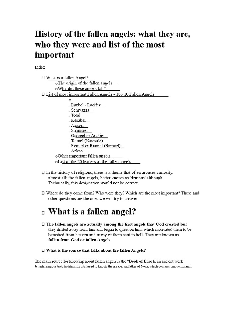 The Story of The Fallen Angels | PDF | Fallen Angels | Watcher (Angel)