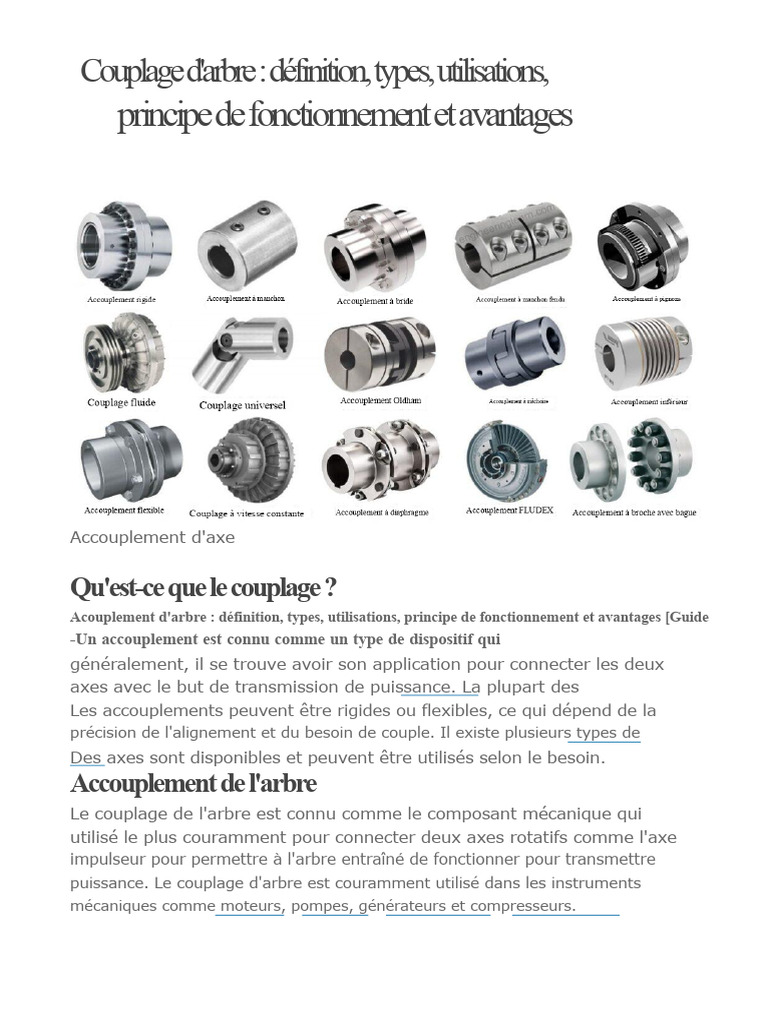 Couplage d'arbre : types et avantages | PDF | Ingénierie mécanique ...