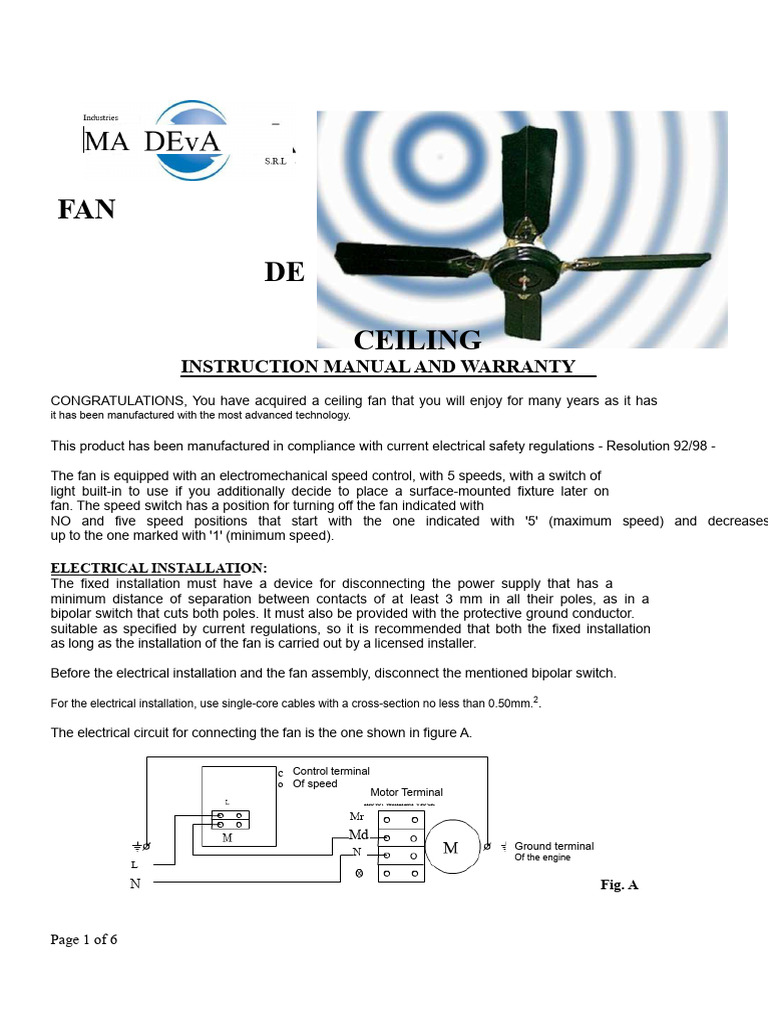 MANUAL Instruction Manual For Ceiling Fans VT000 | PDF | Switch ...