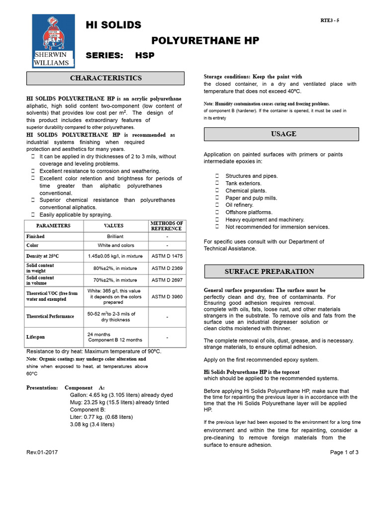 Hi-Solids Polyurethane HP Overview | PDF | Paint | Epoxy