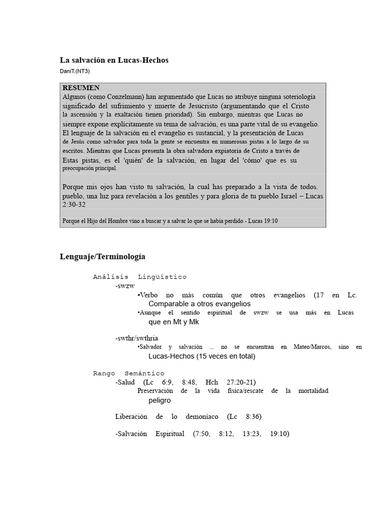(NT3) Salvación en Lucas-Hechos | PDF | Evangelio De Lucas | Salvación