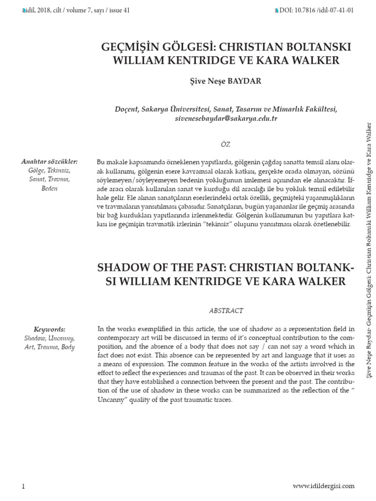 Shadow of the Past Christian Boltanksi William Ken | PDF