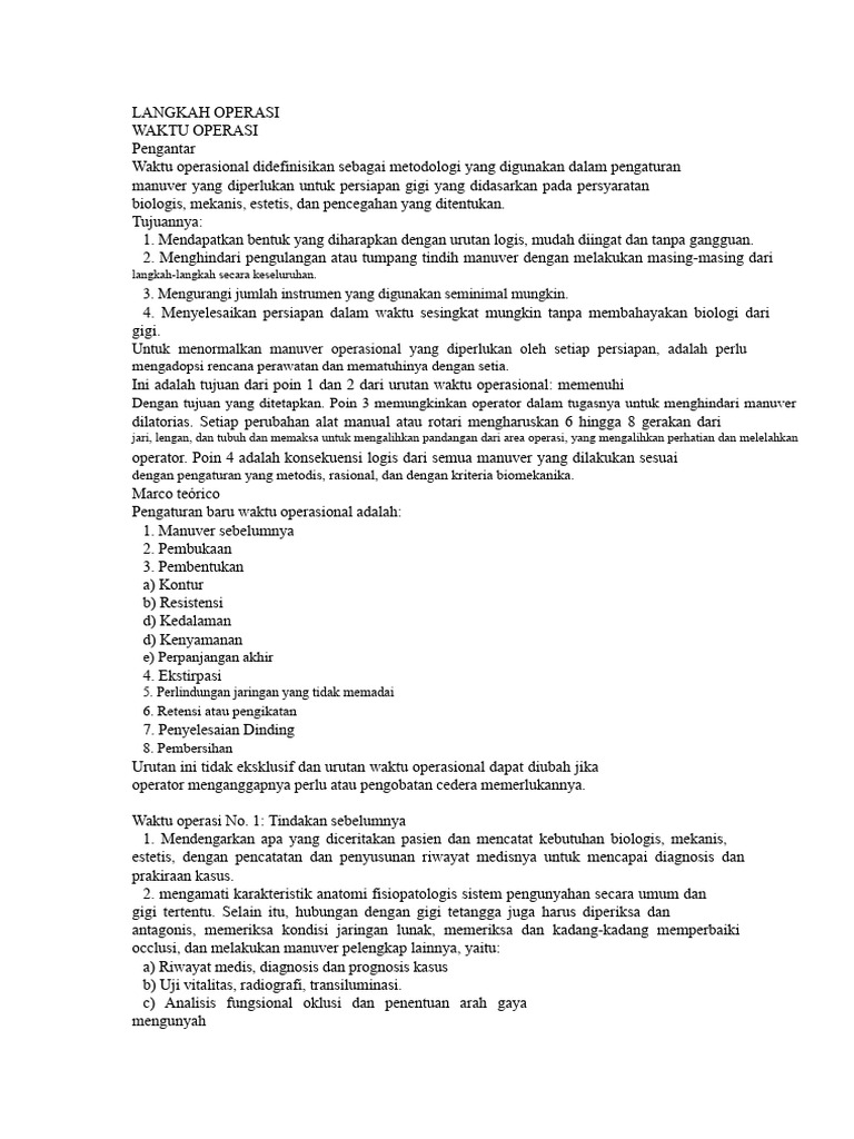 Metodologi Waktu Operasi Gigi | PDF
