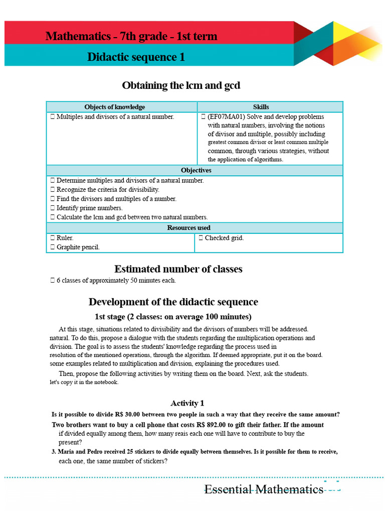 04 NEW SUBJECT 7TH YEAR 1ST BIM Didactic Sequence 1 CHARACTERISTICS ...