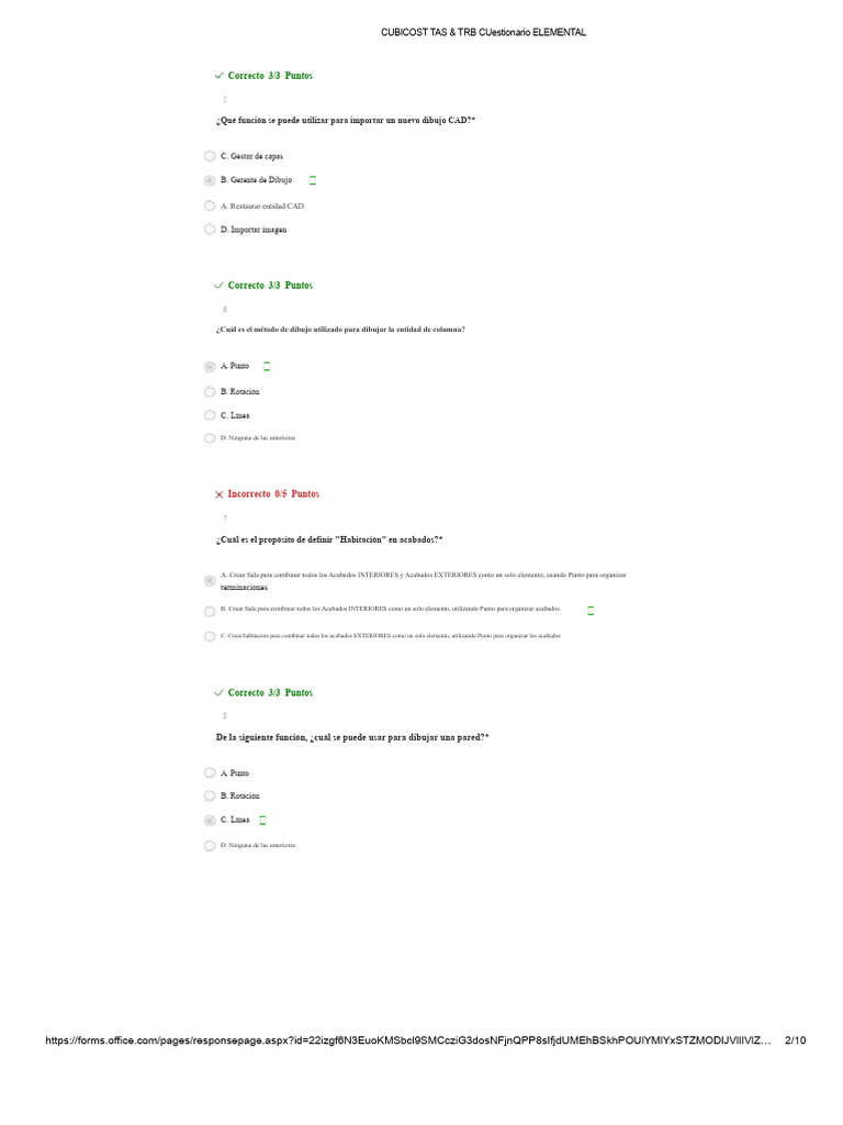 Cubicost Tas y TRB Cuestionario Elemental - Respuesta | PDF ...