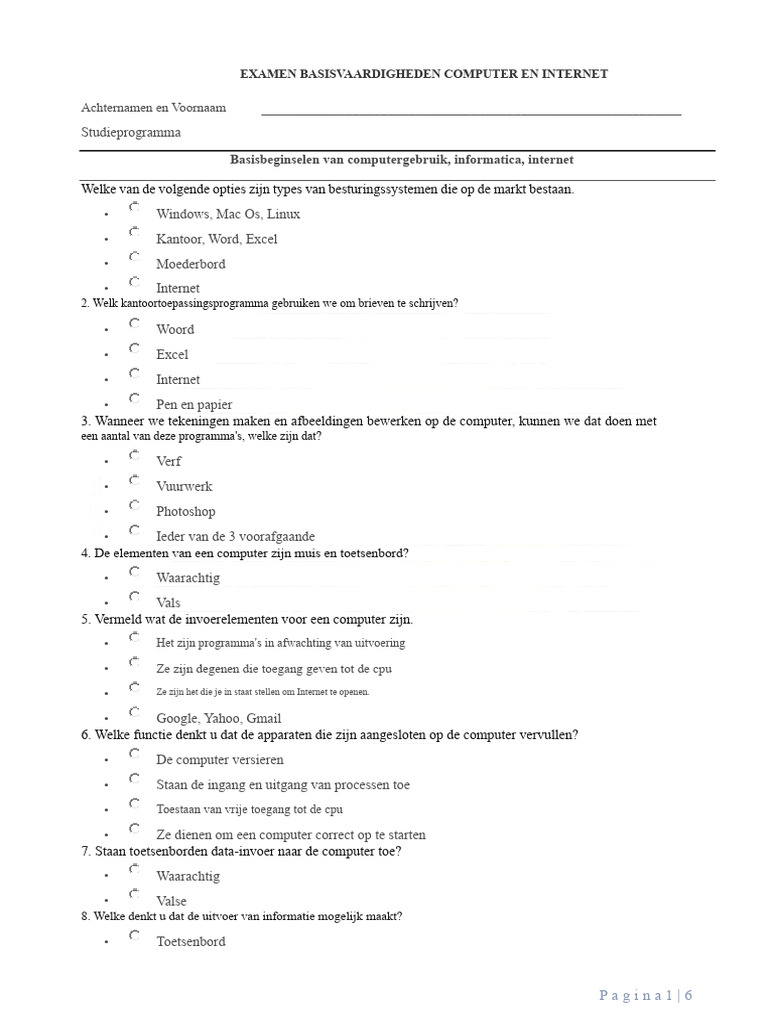 Basis Computer en Internet Examen | PDF