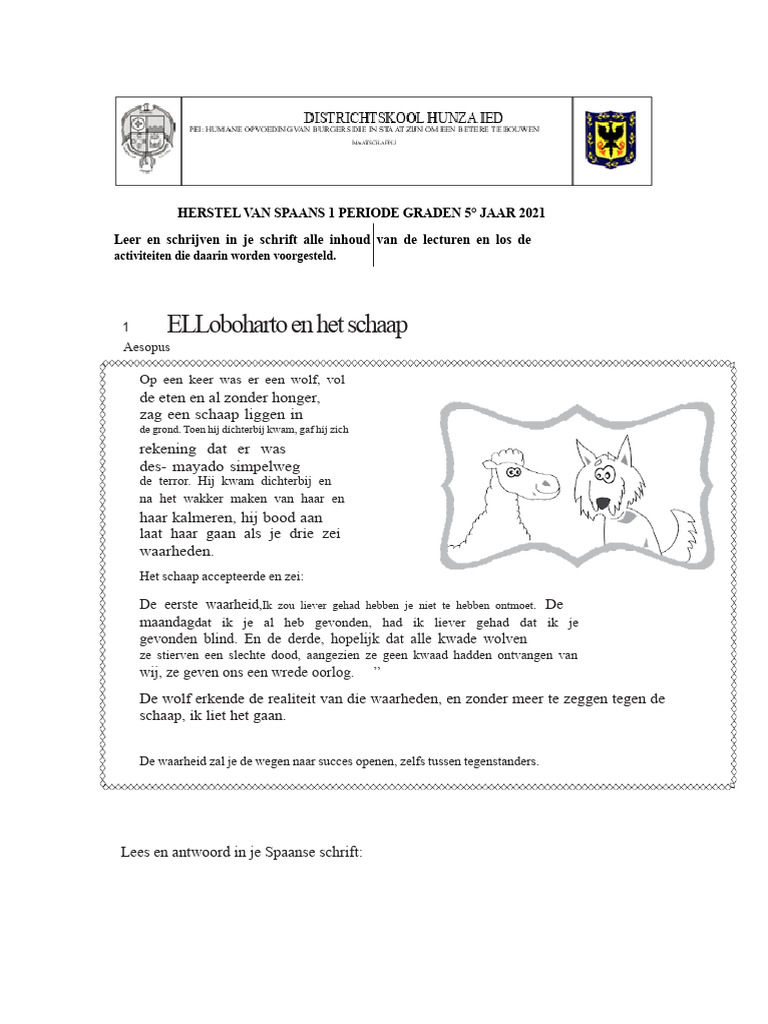 Herstel Van Spaans 1 Periode Klas 5 | PDF