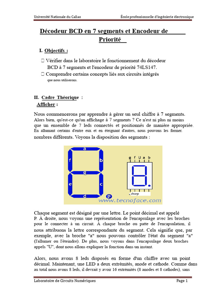 Décodeur BCD à 7 segments en laboratoire | PDF | Décimal codé binaire ...