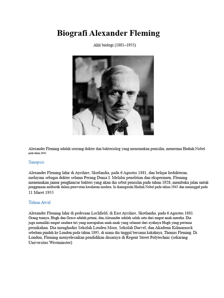 Biografi Alexander Fleming | PDF