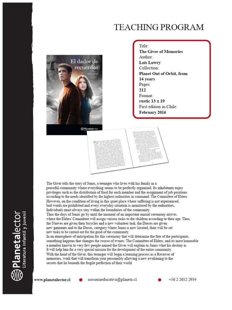 Program - The Giver of Memories PDF | PDF | The Giver | Dystopia
