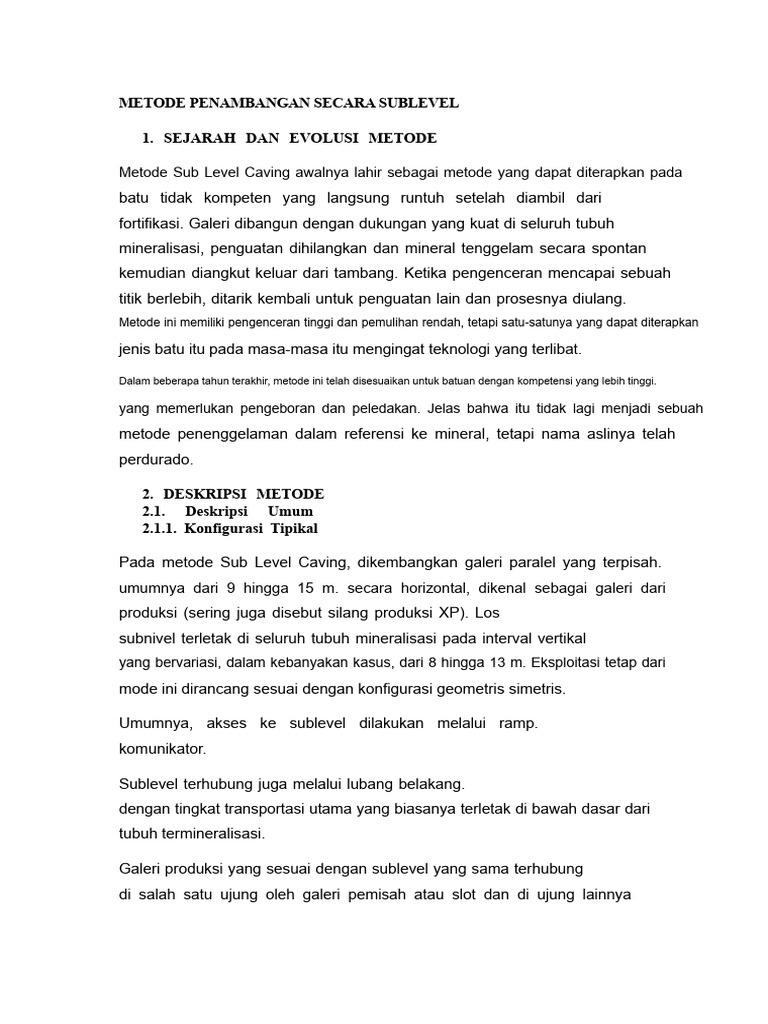 Metode Sub Level Caving dalam Pertambangan | PDF
