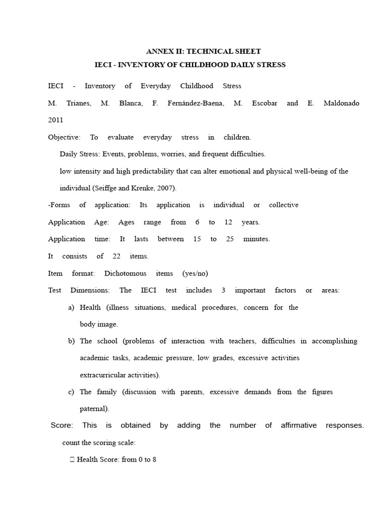 Childhood Daily Stress Inventory | PDF | Factor Analysis | Validity ...