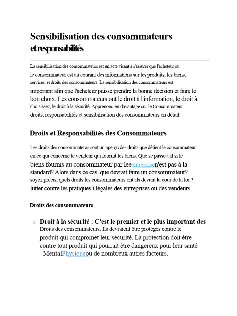 Sensibilisation et droits des consommateurs | PDF | Prix | Consommateurs