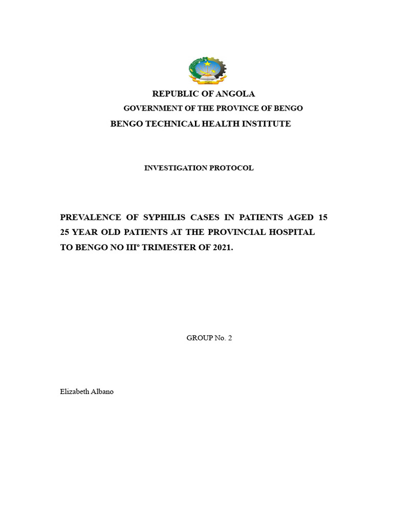PRE-PROJECT - PREVALENCE OF SYPHILIS | PDF | Antibody | Infection