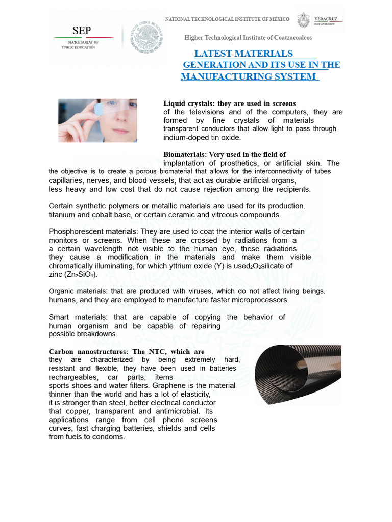Latest Generation Materials and Their Use in The Manufacturing System ...