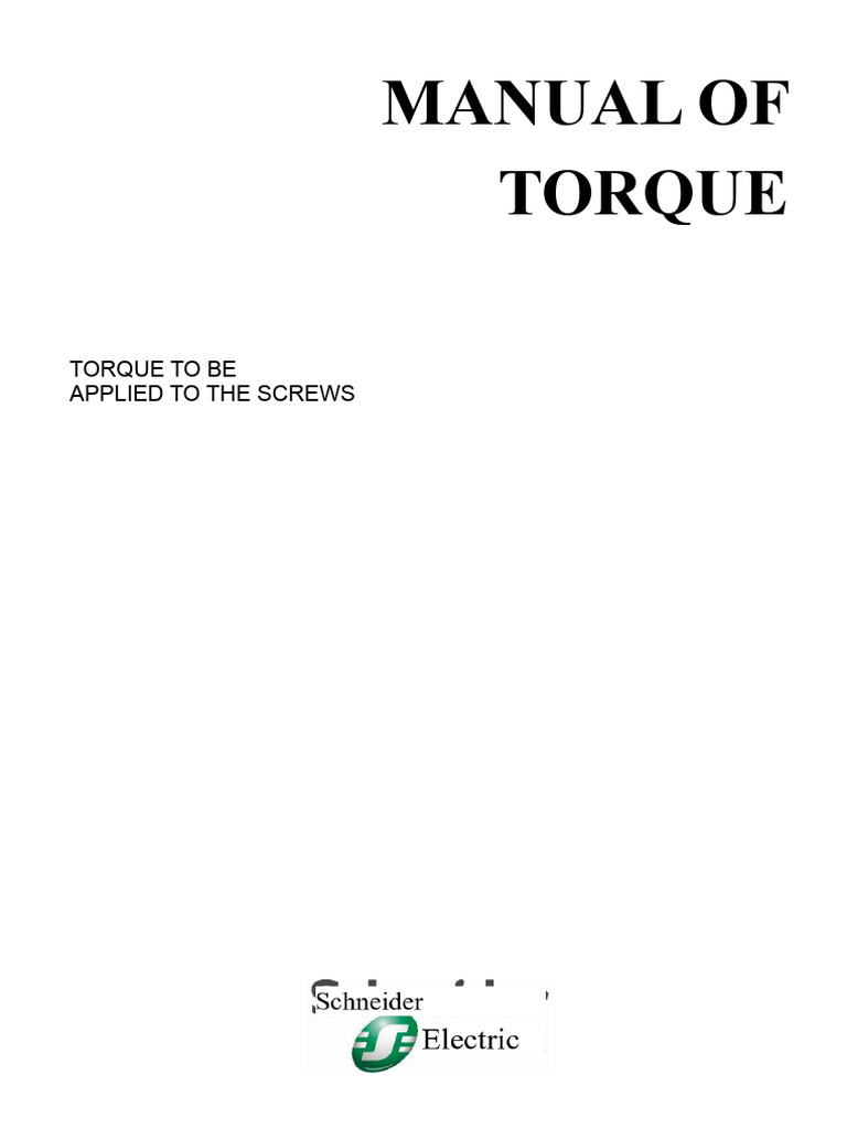 Schneider Electric Torque Settings Guide | PDF | Screw | Manufactured Goods