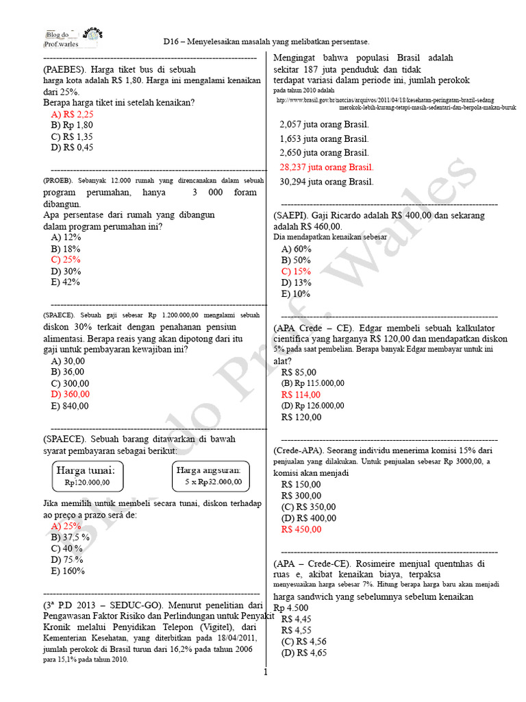 D16 (Kelas 3 - SMK - Mat.) - Blog Prof. Warles | PDF