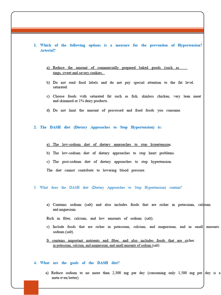 DASH Diet Questionnaire Overview | PDF | Dash Diet | Hypertension