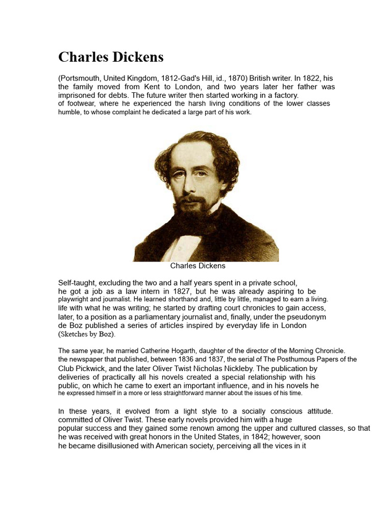 Biography of Charles Dickens | PDF | Charles Dickens | The Pickwick Papers