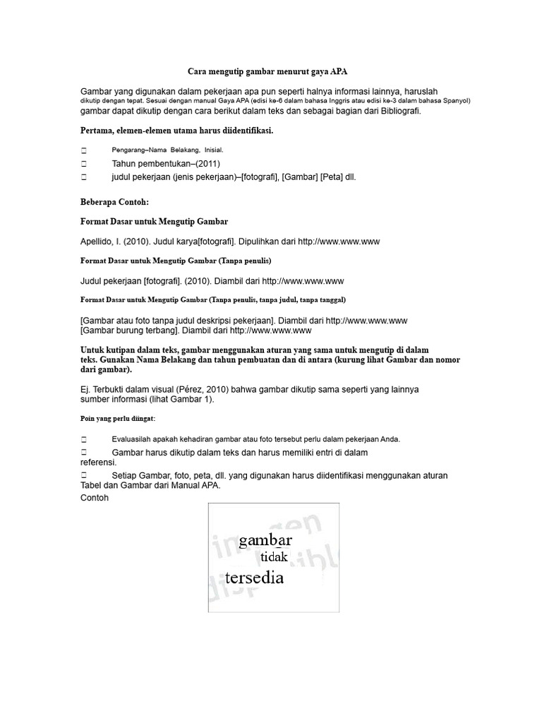 Cara Mengutip Gambar Gaya APA | PDF