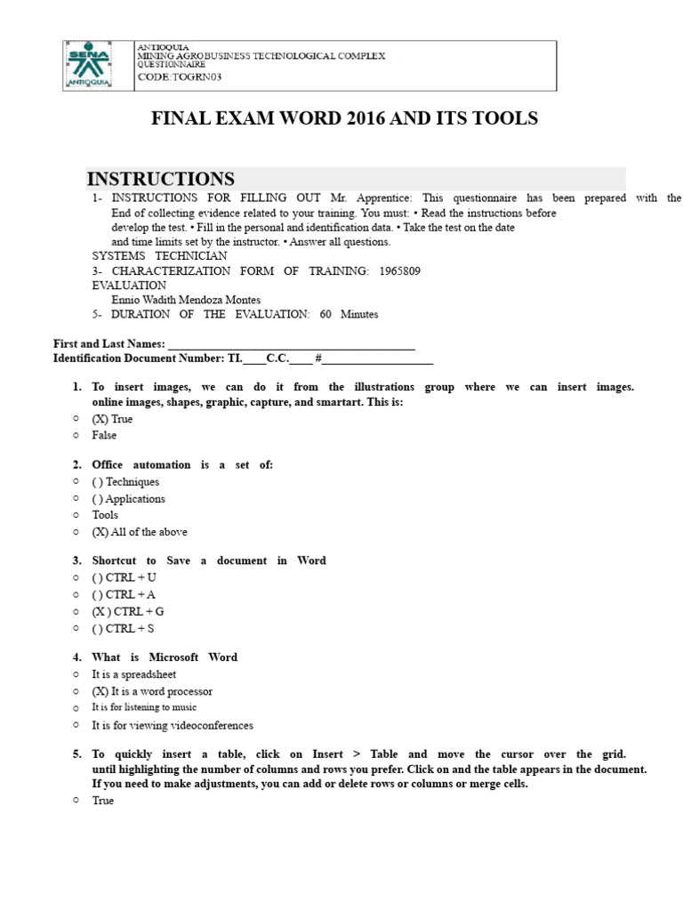 Final Exam Word and Its Tools | PDF | Microsoft Word | Page Layout
