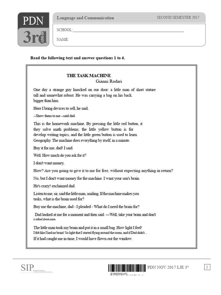Homework Machine Story Analysis | PDF | Chile